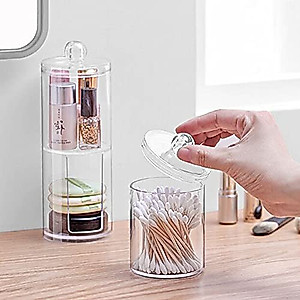 QYANG, 3piece combination cotton swab pad container, transparent container, cotton ball distributor, plastic medicine container, cosmetic container, bathroom dresser (10oz, 22oz, 39oz)
