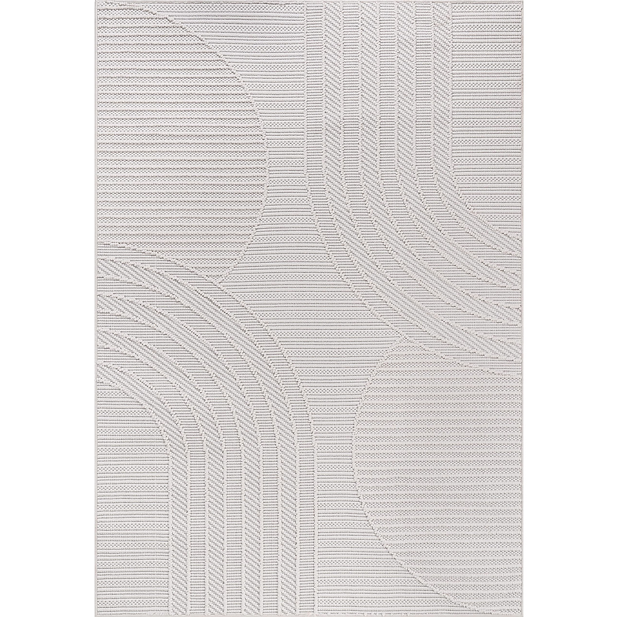 CAMILSON Micro Loop Rug 5x7 Modern Luxury Geometric Arch Area Rugs Soft High and Low Pile Stain Resistant Easy-Cleaning Non-Shedding for Living Room Office Indoor Carpet (5 x 7 / White)