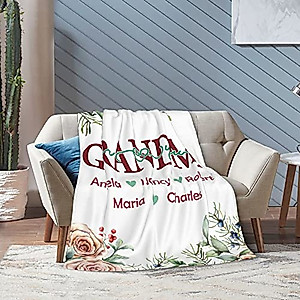 YRAQLVU Gifts for Grandma, Custom Blanket for Grandma, Home is Where Mom is, Mother's Day Personalized Unique Blankets for Best Grandma, Birthday Custom Blanket Gifts