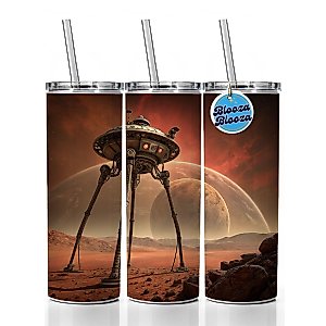 Martian Tripod War Machine Sci-fi From War Of The Worlds Skinny Tumbler 20oz with Straw Insulated Water Bottle Gift