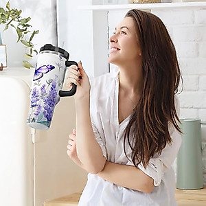 FRCSDIY Lavender Insulated Tumbler with Handle and Straw Lid,40oz Leakproof Stainless Steel Cup BPA-Free Water Bottle