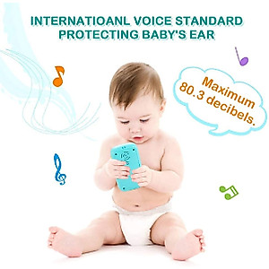 Toys for 1 Year Old Boy Toys, 15 Functions Phone Baby Toys 6-12 Months, Baby Cell Phone Toy 12-18 Months, Learning Toys for Toddlers 1-3, Easter Basket Stuffers - Cyan