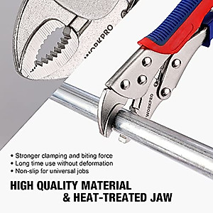 WORKPRO 3-piece Locking Pliers Set, 10-inch Curved Jaw, 7-inch Curved Jaw and 6-1/2-inch Straight Jaw