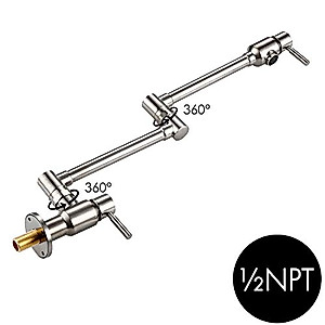 BAGNOLUX Pot Filler Faucet Stainless Steel, Wall Mount Pot Filler Commercial Traditional Kitchen Faucet Cold Water Only Double Lever Handle with Dual Joint Swing Arm Brass Stove Faucet, 23.4''