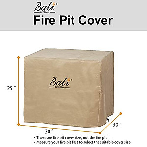 BALI OUTDOORS 30 Inch Square Patio Fire Pit Table Cover, Heavy Duty, Waterproof and Weather Resistant Oxford Fabric Cover, Brown