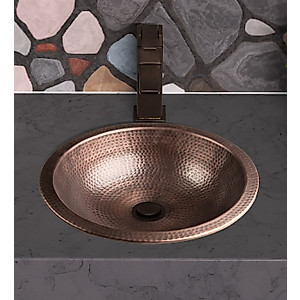 Monarch Abode 17094 Pure Copper Hand Hammered Rotunda Dual Mount Bathroom Vanity Sink (16 inches)