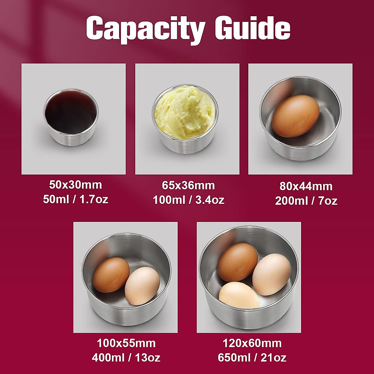 LIHONG Stainless Steel Containers with Lids,Snack Containers,Sauce Containers,Lunch Box for Kids Adults,Set of 9(1.7oz,3.4oz, 7oz,13oz, 21oz)