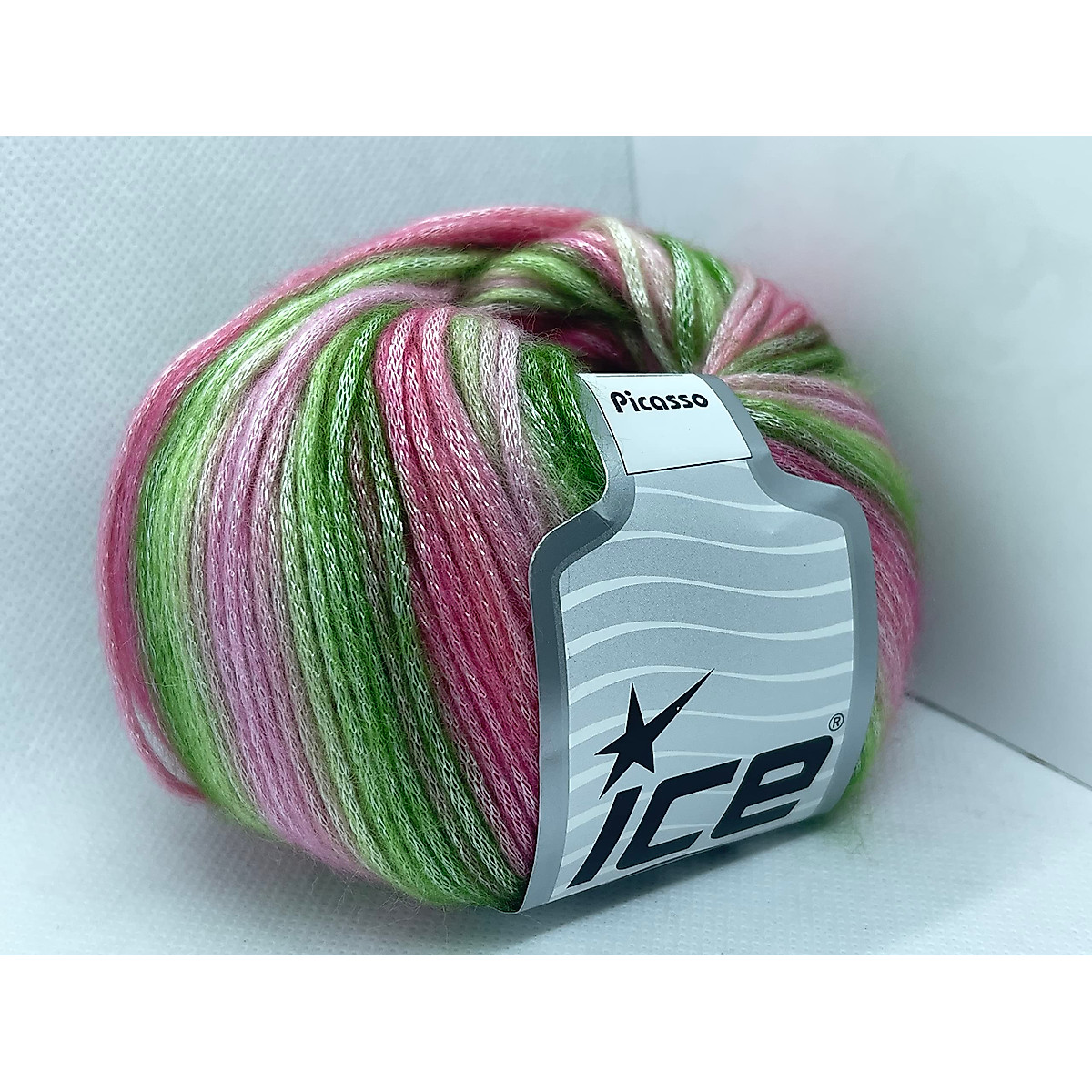 Strawberries & Limes (Pinks & Greens) Picasso Fuzzy with Subtle Sheen Yarn, Polyester, Acrylic Blend 50 gram 125 Yards