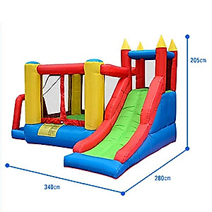 Inflatable Castle,Children's Trampoline Slide Small Home Castle Kindergarten Indoor and Outdoor Toy Playground,Colors,340 280 205cm