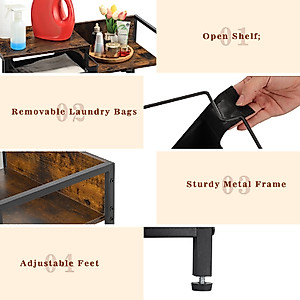 Laundry Hamper, Laundry Basket Organizer with 1 Large Removable Dirty Clothes Bag & 1 Pull-Out Cloth Drawer, with Top Shelf and Side Shelf, Dirty Clothes Hamper Organizer for Laundry Room Bathroom