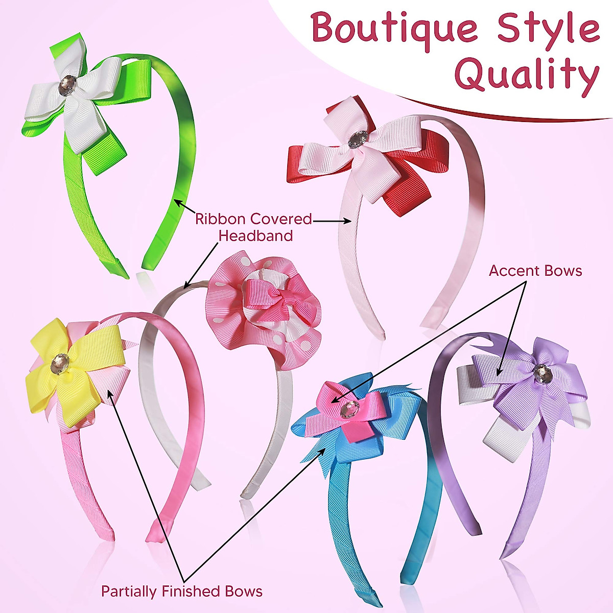 DIY Headband for Girls - Art and Crafts for Girls Ages 7-12 Full of Ribbon, Headbands, Bows and more - Craft Kits for Kids Ages 5-7 Crafts for Girls Ages 6-8 8-12 Crafts for Kids ages 8-12 3-5 4-8