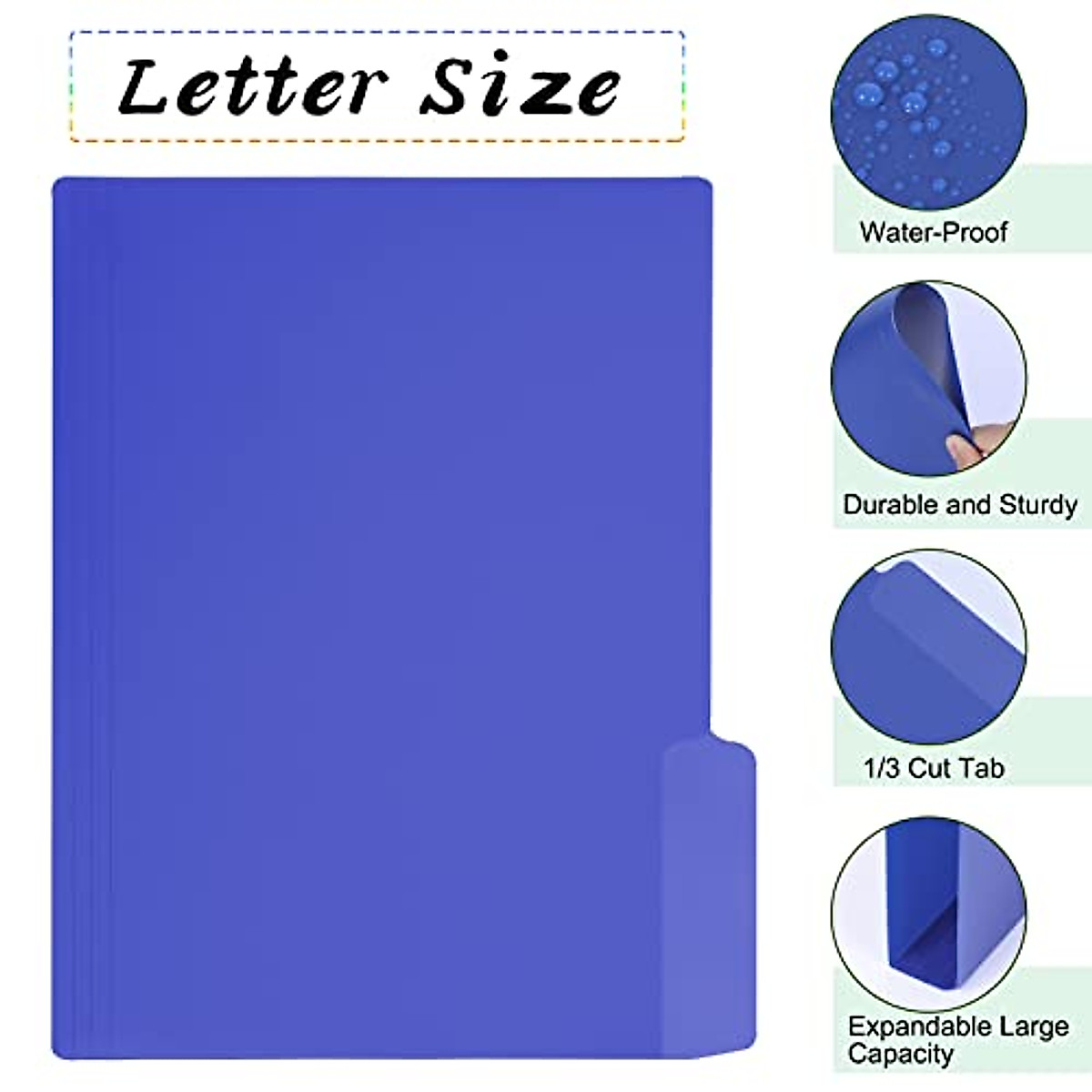 EOOUT Poly File Folders18 Pack 6 Gemstone Color, 1/3 Cut Tab Letter Size, 8.6 x 11.6 Inches Colored File Folders Classic Manila Folders Plastic Folders, Office Supplies File Folders