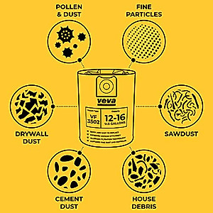 VEVA 10 Pack Premium SuperVac Vacuum Bags VF3502 Compatible with 12-16 Gallon Ridgid Wet/Dry Vacuums