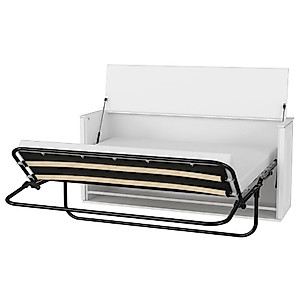 Leto Muro Orion Console Bed | Murphy Cabinet Bed Queen with Mattress Perfect for Guest Bed | Space-Saving Furniture Hide A Bed (White)