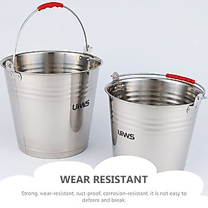 Zerodeko Stainless Steel Bucket Galvanized Bucket with Lid Industrial Bucket Circle Vase Galvanized Buckets Portable Water Kettle Dog Kennel Bucket Baby Metal Plastic Wastebasket