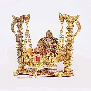 Beautiful Metal Swing Laddu Gopal Jhula for Home Decor Showpiece Gift 6inch Approx.