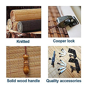 LETAU Wood Window Roman Shades, Bamboo Light Filtering Window Blinds for Outdoor Home, Office, Kitchen, Pattern 6