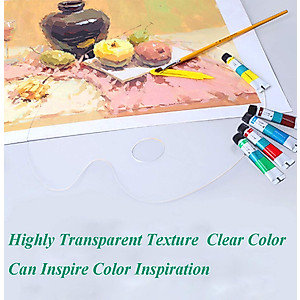 Acrylic Artist Paint Palette 11.8 x 7.9 inches Clear Oval Non-Stick Oil Paint Palette Mixing Transparent Easy Clean Art Paint Pallet (11.8 x 8 inch/2 PCS) (M)