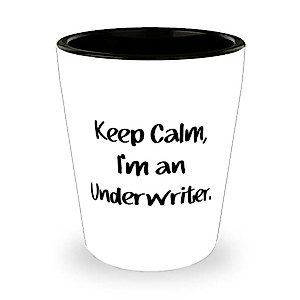 Keep Calm, I'm an Underwriter. Underwriter Shot Glass, Sarcastic Underwriter, Ceramic Cup For Friends