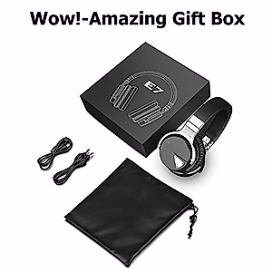 Qisebin E7 Active Noise Cancelling Headphones Bluetooth Headphones with Microphone Deep Bass Wireless Headphones Over Ear, Comfortable Protein Earpads, 30 Hours Playtime for Travel/Work, Black