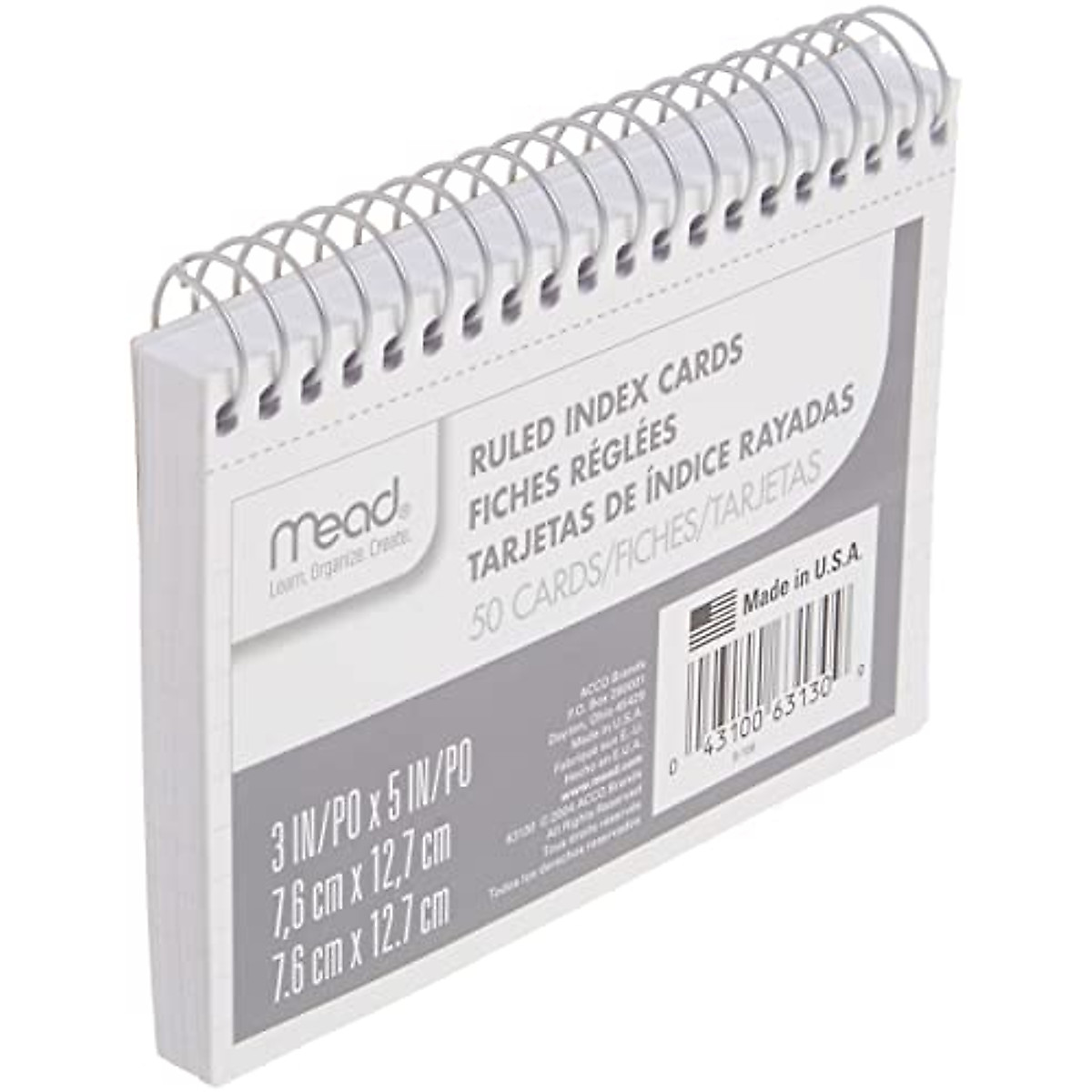Mead Wirebound Ruled Index Cards, 3 X 5 Inches (63130)