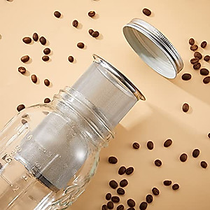 2 Pcs Cold Brew Coffee Filter 2 Quart Coffee Tea Infuser Stainless Steel Mesh Filter Mason Canning Jar Coffee Filter Reusable Mesh Coffee Filter for Wide Mouth Mason Canning Jar and Iced Tea Maker