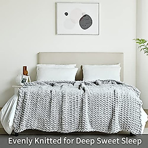 Weighted Chunky Knit Blanket Throw 60x80, Big Soft Knitted Blanket with Premium Chenille Yarn, Luxury Crochet Blankets for Nice Sleep and Home Decor with Super Soft Touch, 60"x80" 12 lbs Grey