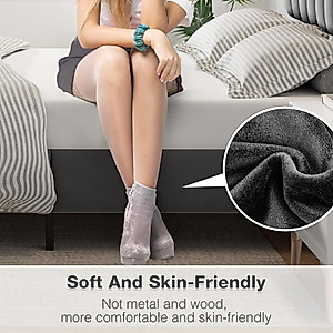 IDEALHOUSE Queen Size Bed Frame with Adjustable Headboard, Velvet Upholstered Platform Bed Frame with Wooden Slats Support, No Box Spring Needed, Easy Assembly, Dark Grey