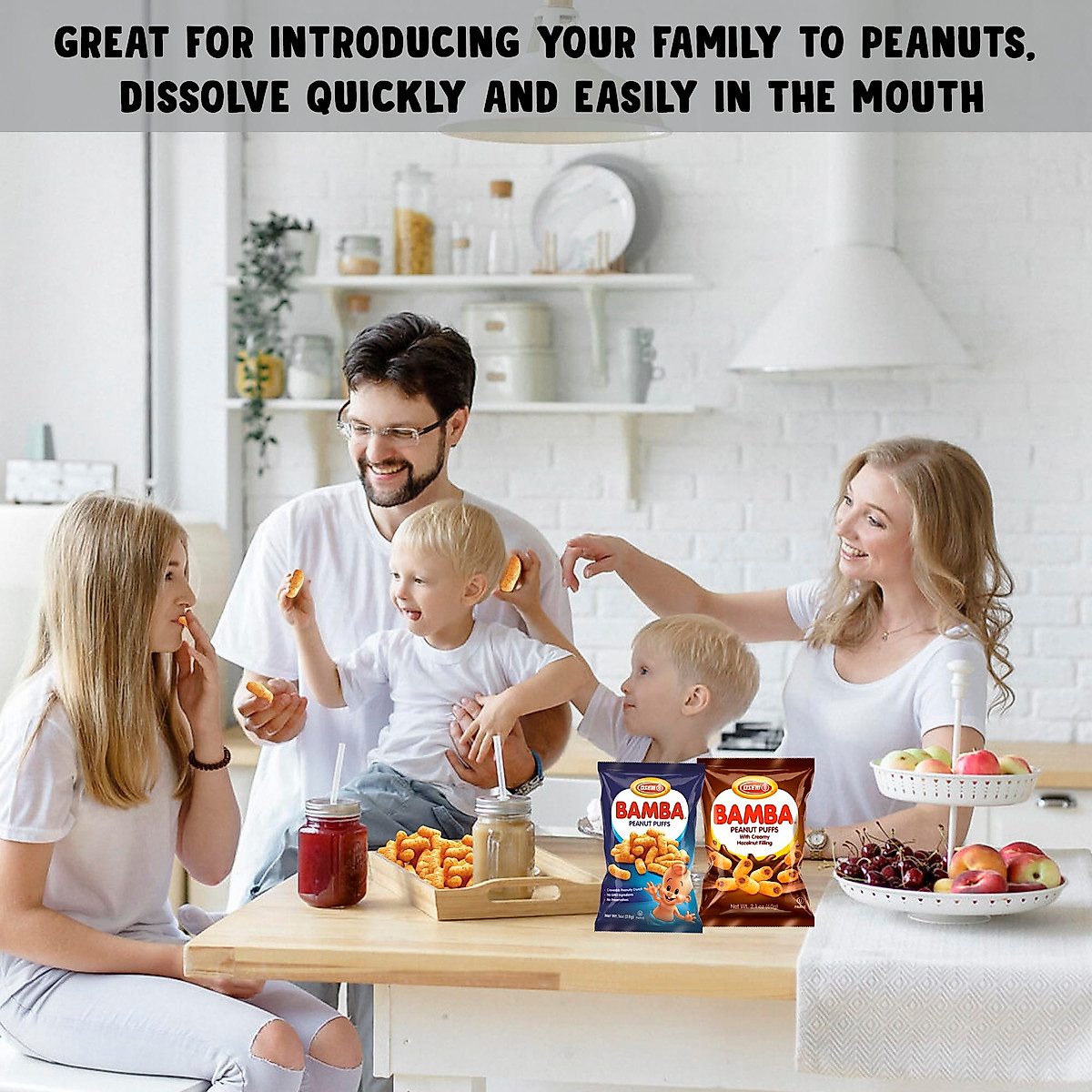 Bamba Peanut Butter Snacks All Natural Peanut Butter PB Corn Puffs (6 Hazelnut Cream , 2.1oz Bags + 6 Regular, 1oz Bags)