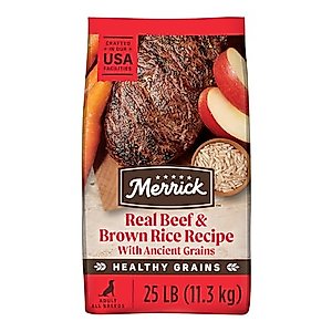 Merrick Healthy Grains Premium Adult Dry Dog Food, Wholesome And Natural Kibble With Beef And Brown Rice - 25.0 lb. Bag