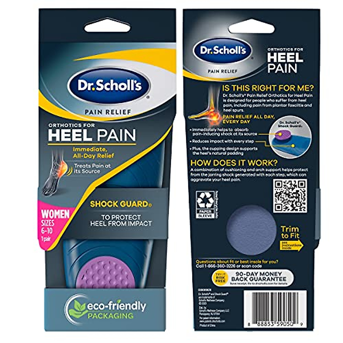 Dr. Scholl's Heel Pain Relief Orthotics // Clinically Proven to Relieve Plantar Fasciitis, Heel Spurs and General Heel Aggravation (for Women's 6-10,)