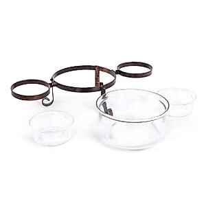 BIRDROCK HOME Chip and Dip Serving Bowl Set - Triple Glass Bowls with Metal Frame - Salsa Appetizer Party Serveware - Veggie, Shrimp, Guacamole, Chips and Taco Platter - Party Size - Compact Storage