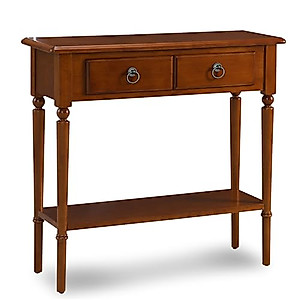 Coastal 30 in. Solid Wood Hall Console Table with Drawer Storage, Pecan Brown – Leick Home, 20027-PC