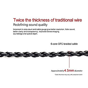 okcsc 2 Pin Cable for Earphone, Detachable Earphone Replacement Cable,6 Core Plated-Silver Upgrade Cable for KZ AS10 TRN V80(0.75mm,No Mic)