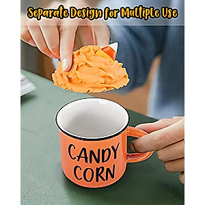 Halloween Mini Coffee Mugs with Faux Whipped Cream Mug Toppers Spider Candy Corn Mug Toppers Halloween Tiered Tray Decorations Novelty Halloween Witches Gift for Woman Coffee Table Centerpieces