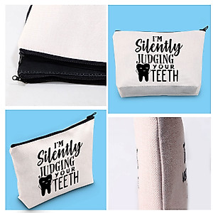 Dentist Gift Dental Hygienist Gift Dental Assistant Gift I’m Silently Judging Your Teeth Dental Graduation Zipper Pouch bag (Judging Your Teeth Bag)