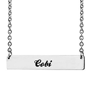 Love Wind Long Bar Necklace Personalized Cobi Nameplate Monogram Initial Necklace for Women
