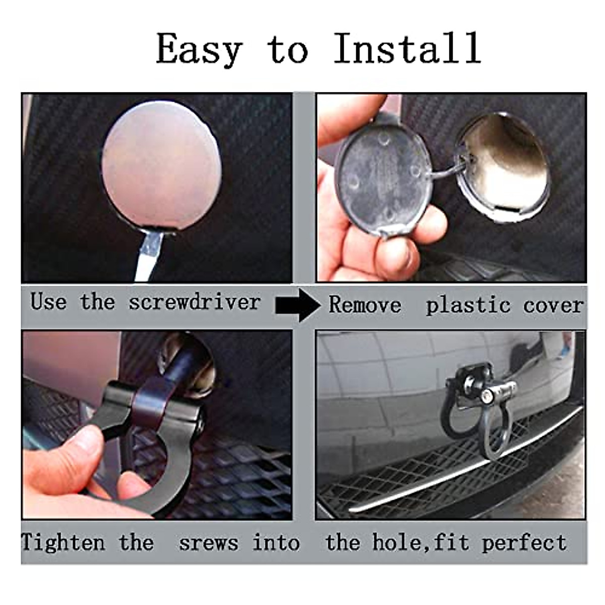 venveal Universal Car Tow Hook Front Bumper Screw-On Front Tow Hooks,Aluminum 16Mm Tow Hook for B-M W 1 3 5 Series E39 E82 E88 E90 E91E92 E93 X1 X3 X5 X6 F22 F30 F55 F66(Black)