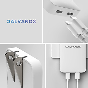 Galvanox Dual USB-C Flat Wall Charger - Fast Charging Ultra Slim Outlet Plug, Multi Port Type C for iPhone 13, 14, iPhone 15 Pro Max and Samsung Galaxy Phones (20W)
