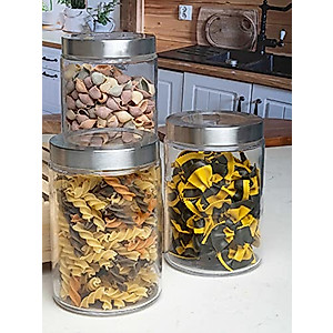 Goodhomes Glass Food Storage Big Jars Container Set of 3 Pieces 1200ml