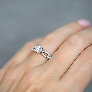 Aihpos Twisted Infinity Engagement Rings for Women Platinum Plated Silver, 1-1/4 Carat(ctw) Round Moissanite Anniversary Wedding Promise Rings (7)