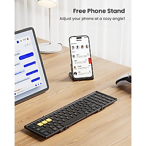 Artciety Foldable Bluetooth Keyboard, Folding Portable Wireless Keyboard with Numeric Keypad, Pocket Travel Keyyboard for MacOS Android Windows iOS, Sync Up to 3 Devices (BT5.1 x 3)