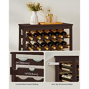 SONGMICS 42-Bottle Wine Rack Free Standing Floor, 7-Tier Display Wine Storage Shelves with Table Top, Bamboo Wobble-Free Bottle Holder for Kitchen Bar Dining Room Living Room, Espresso UKWR27BR