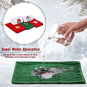 6 Pieces Christmas Decorative Hand Towels Embroidered Santa Reindeer Snowman Christmas Tree Dish Towels Soft Green Red White Fabric Bathroom Towels for Home Kitchen Bathroom Cleaning (Classic Style)