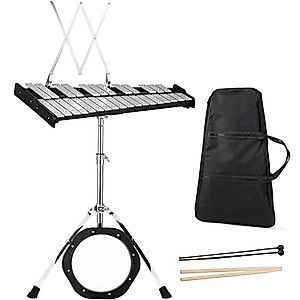 Giantex Foldable Glockenspiel Xylophone 30 Note, with Wood Base and 30 Metal Keys, 2 Mallets, Carrying Bag, Professional Glockenspiel Xylophone Percussion Instrument for Adults and Kids