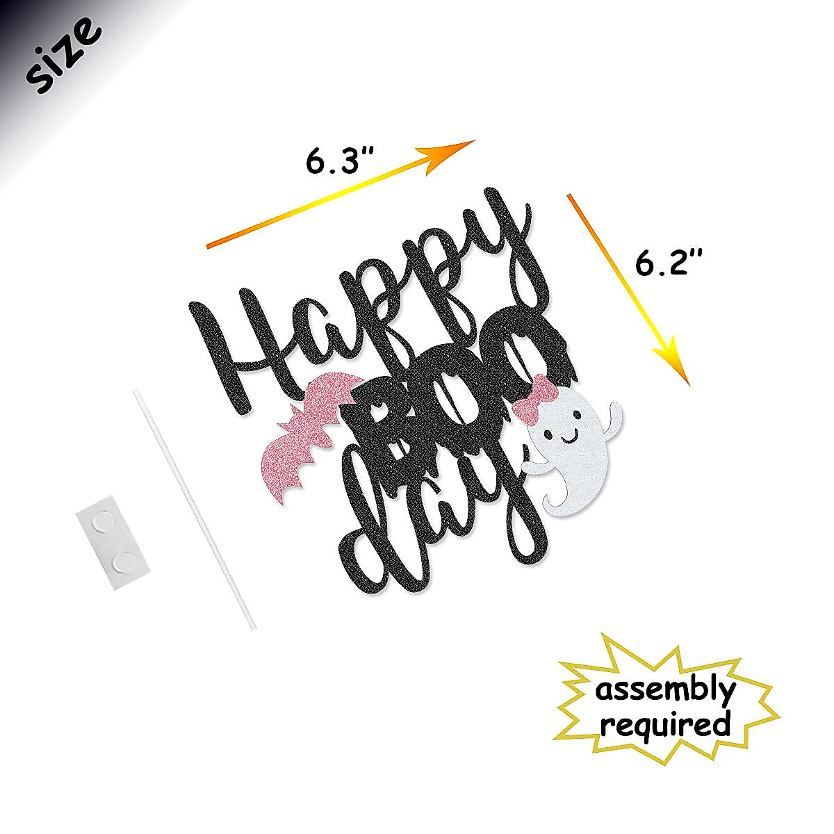 Pink Black Happy Boo Day Banner Happy Boo Day Cake Topper for Pink and Black Girl Halloween Birthday Party Decorations