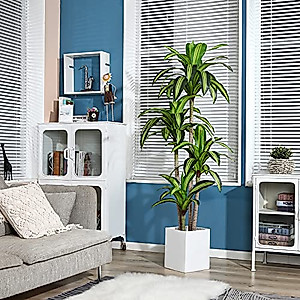Ferrgoal Artificial Plants, 6 Ft Dracaena Tree Faux Plants Indoor Outdoor Decor Fake Tree with Woven Seagrass Basket Plants for Home Decor Office Living Room Porch Patio Perfect Housewarming Gift