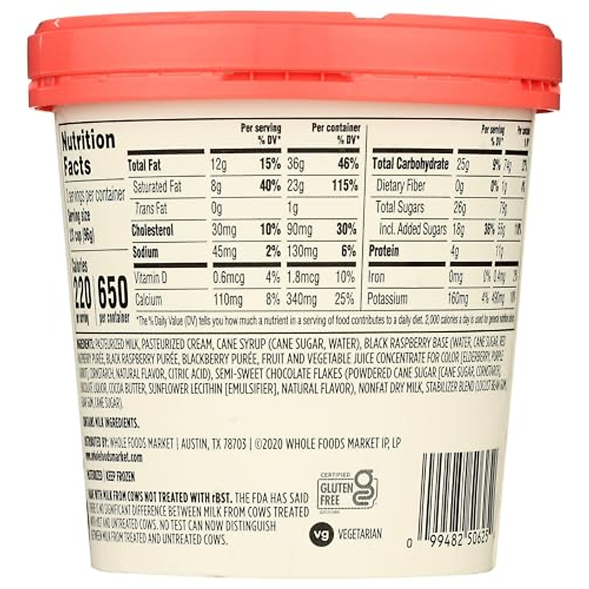 365 by Whole Foods Market, Ice Cream Raspberry Chocolate Chip, 16 Ounce