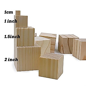 Wood Blocks for Crafts, 1.5 inch Unfinished Wood Cubes, 15 Pcs Natural Wooden Blocks, Wood Square Blocks, Wooden Cubes for Arts and DIY Projects, Puzzle Making