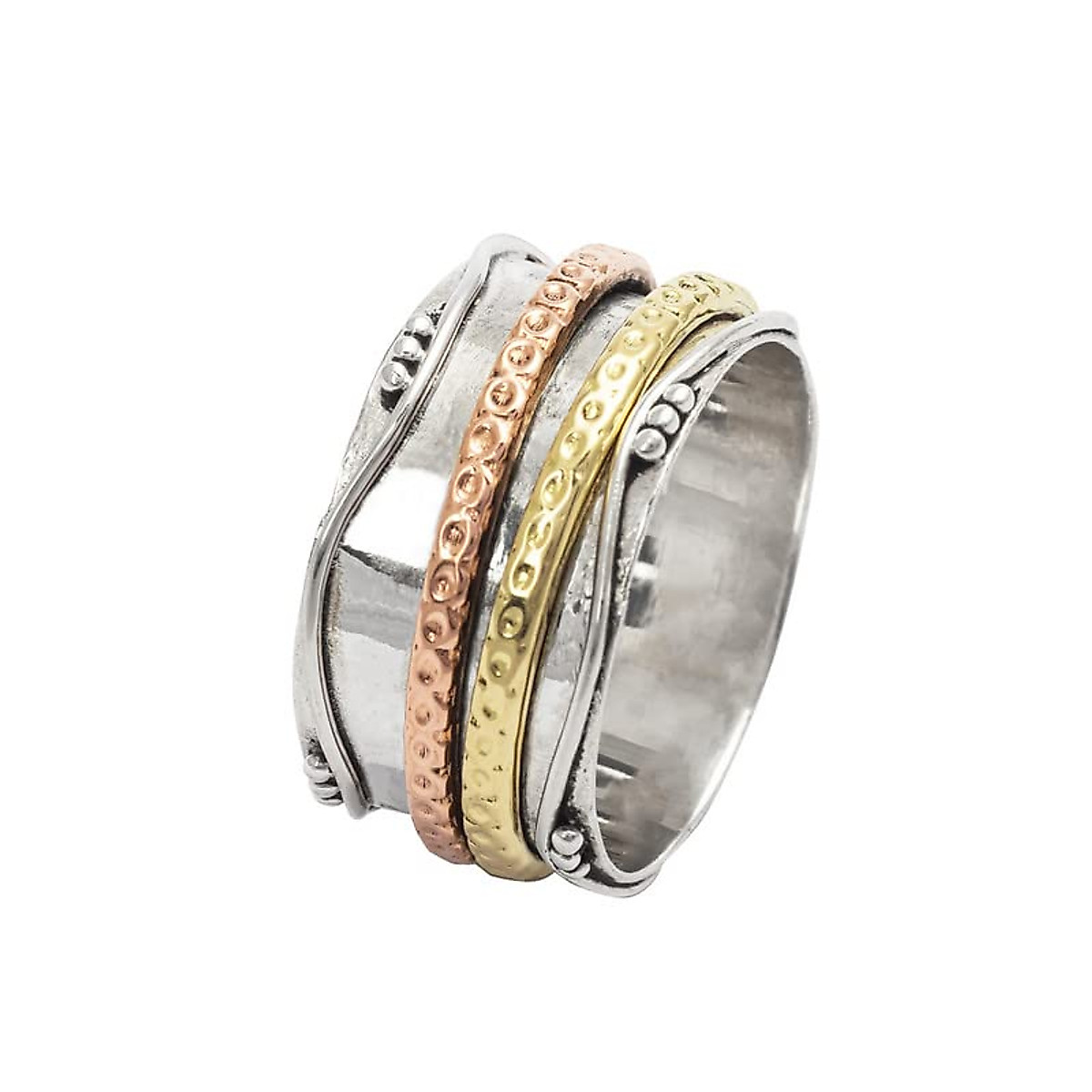 925 Sterling Silver Spinner Ring for Women, Yoga Maditation Spin ring Two Tone Handmade Ring Worry Ring, Thumb Ring, Fidget Rings, Promise Ring Size US 10 Gift For Her